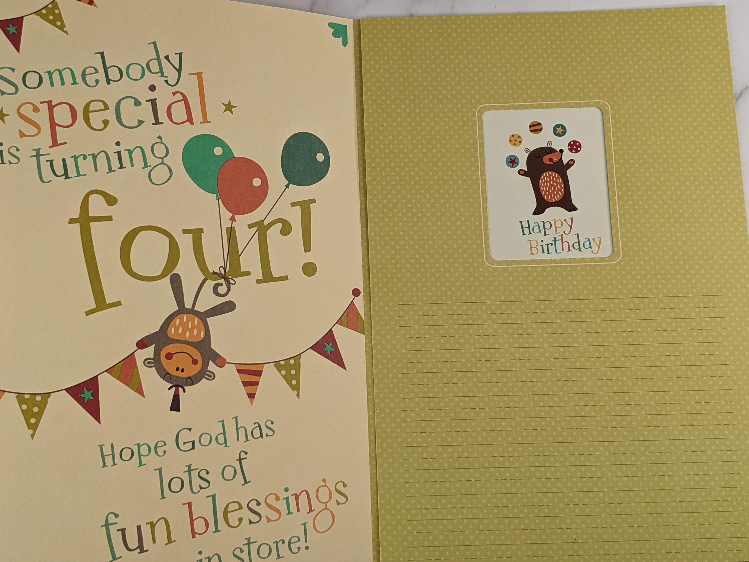 Turning 4 Birthday Card
