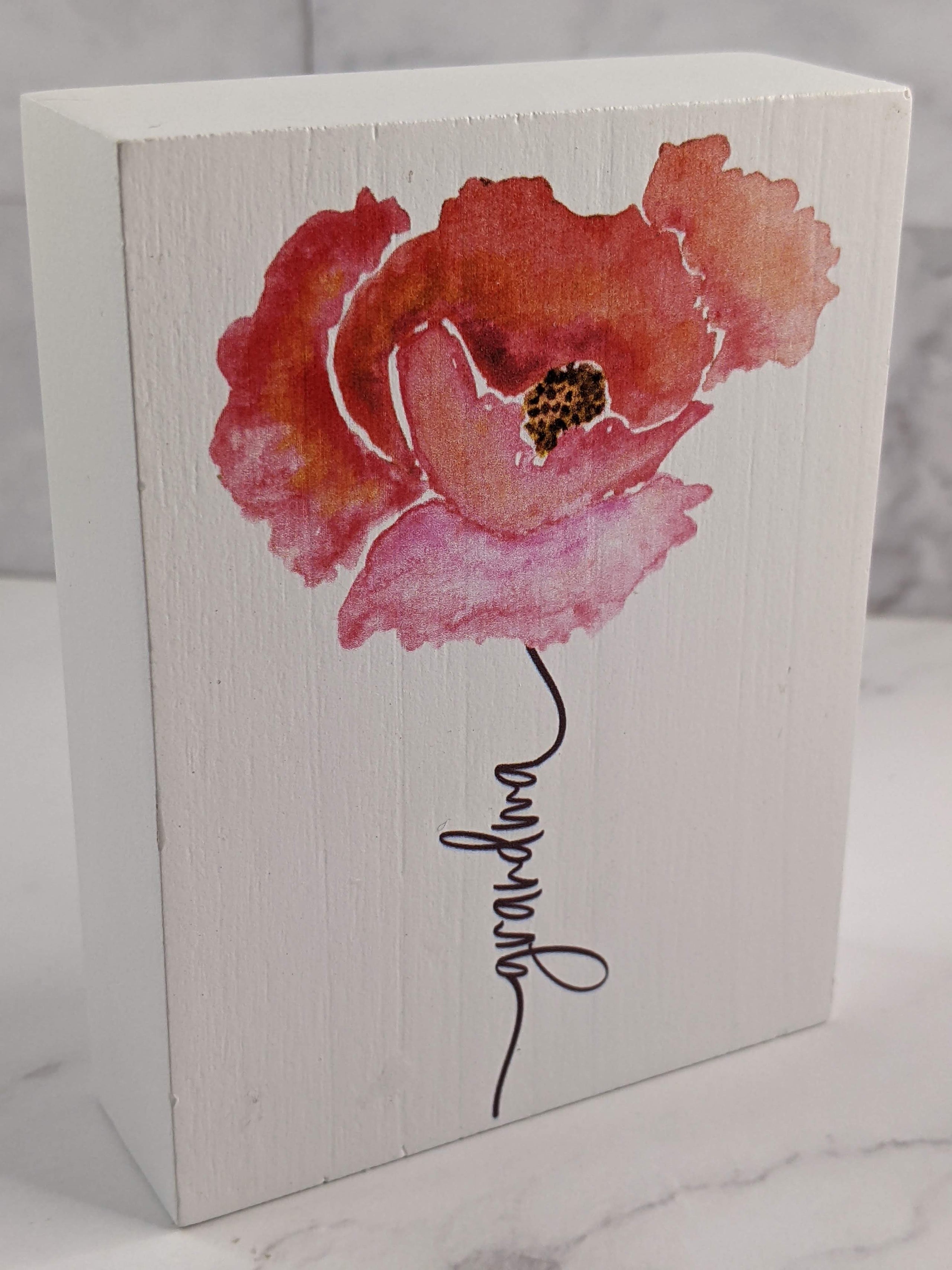 Grandma Flower Wood Block