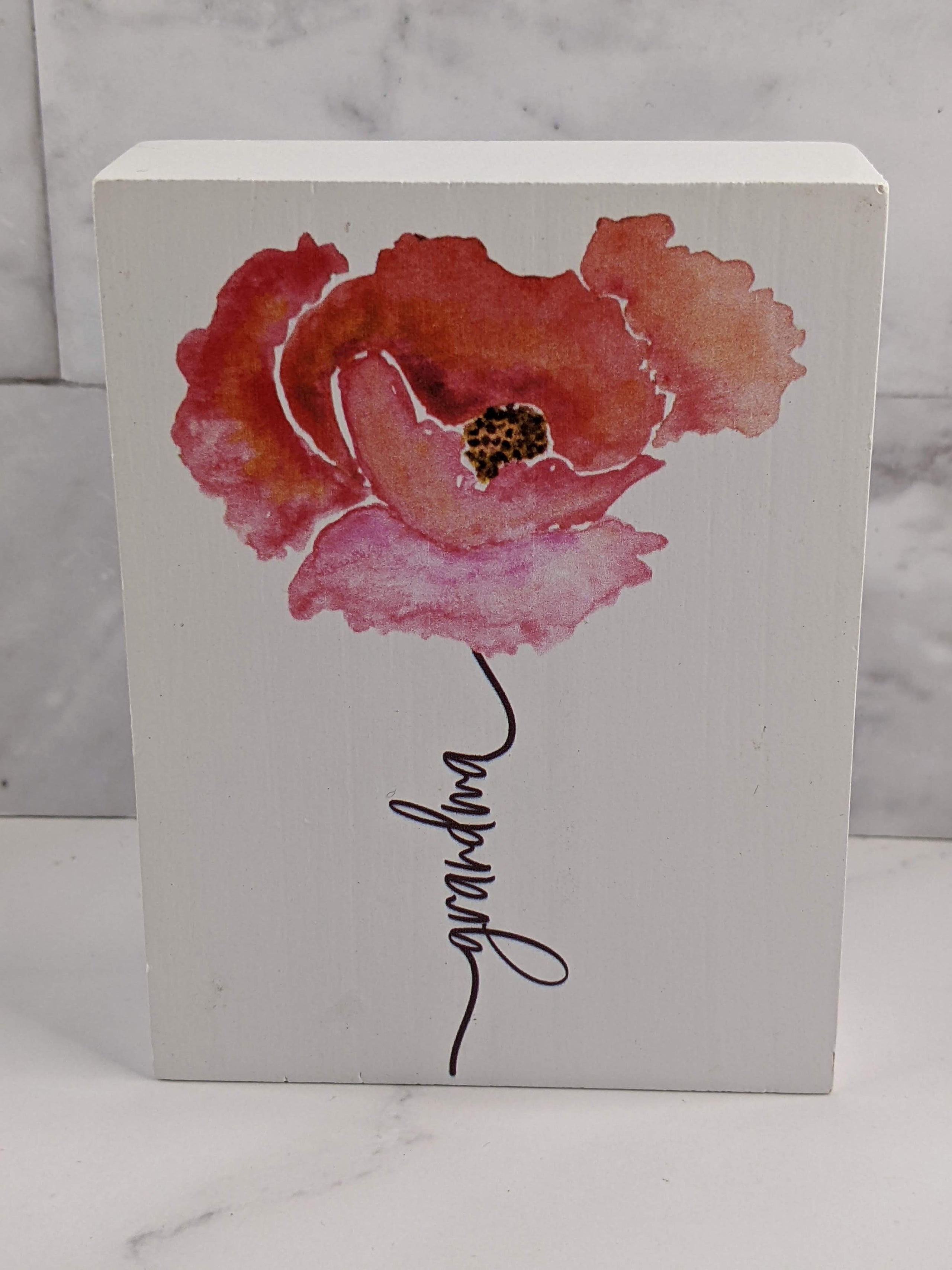 Grandma Flower Wood Block